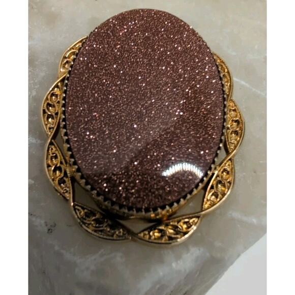 Unbranded | Jewelry | Vintage 2k Gold Filled Goldstone Pin Sparkle ...